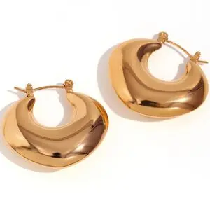 OLIVIA LE Puffy Heart Hoop Earrings - Gold