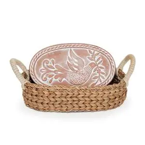 KORISSA Neutrals Bread Warmer & Basket-bird Oval - Orange