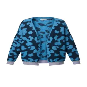 Saachi Animal Print Mohair Cardigan - Blue