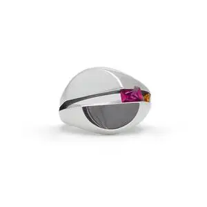 FRANCIS GREEN Cracked Signet Ring - Red/silver