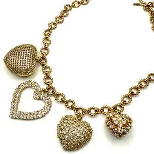 ACHALA HANDCRAFTED Sparkling Hearts Charm Necklace - Gold