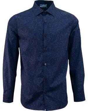 LORDS OF HARLECH Nigel Perugia Paisley Shirt Navy - Blue