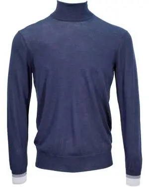 LORDS OF HARLECH Ronald Merino Turtleneck Sweater - Blue