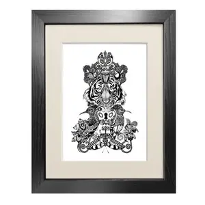 EMILY CARTER The Royal Tiger' Fine Art Print A5 - Black