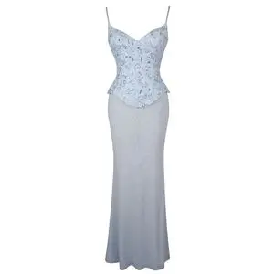 MISS CIRCLE NEW YORK Sweetheart Mermaid Peplum Maxi Dress - Blue