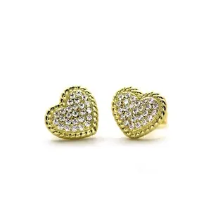 VICSTONENYC FINE JEWELRY Heart Stud Earrings - Gold
