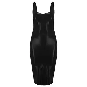 ELISSA POPPY Latex Midi Dress - Black