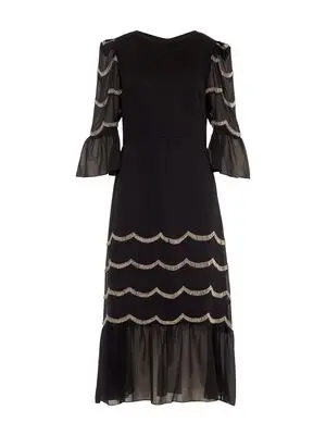 ROSE & NANCY Scallop Bead Midi Dress - Black/silver