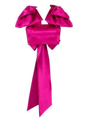 TIA DORRAINE Self-tie Satin Crop Top - Pink