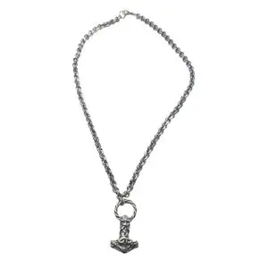 TG-JEWELLERY BY TAMARA GERVASIO Heavy Viking Hammer Sterling Silver Necklace - Black/silver