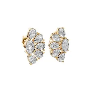 AYA FINE JEWELRY 1.39 Ctw Floral Diamond Cluster Stud Earrings In 14k Gold - Yellow