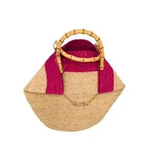 ZANATANY CONCEPTS Handwoven Chainette Raffia Bag - Pink