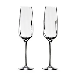 ELISKÁ Pair Of Crystal Fresh Champagne Flutes - White