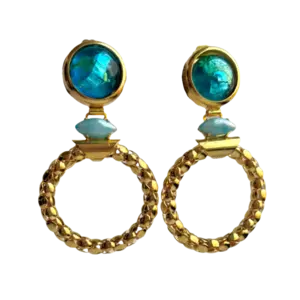 LAURA GRAY Glass Hoop Clip Earrings - Blue