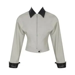 MISS CIRCLE NEW YORK Cotton Gabardine Cropped Zip-up Jacket - Green