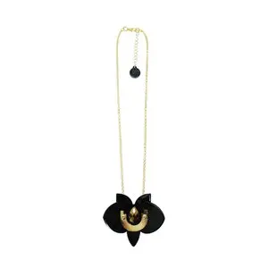 GISSA BICALHO Orchid Pendant Necklace - Black
