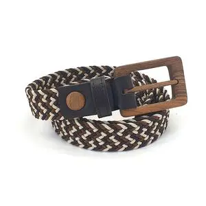 WOOD BELT Yellowstone Brave 316 Walnut Wood Braided Cotton Belt - Brown