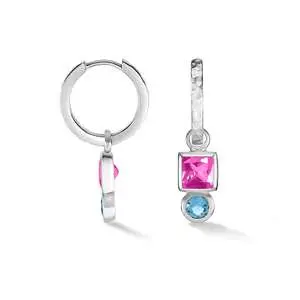 DOWER & HALL Hammered Huggie Hoop Earrings - Silver