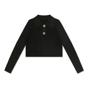 ROCH PEREL Knit Top With Rhinestone Buttons
