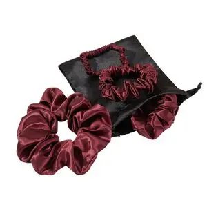 SOFT STROKES SILK Set Of Four Mulberry Silk Scrunchies - Red