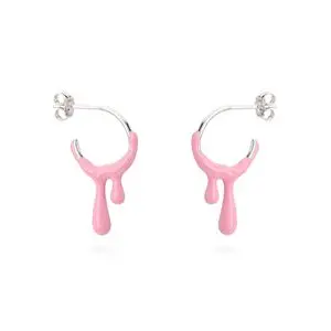 DOLCETTO DESIGNS Hoop Earrings - Silver/pink
