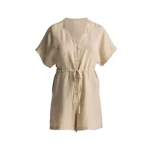 REISTOR V-neck Hemp Romper - Beige