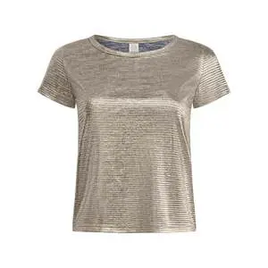 WHY MARY Rhea Metallic Knit T-shirt - Gold