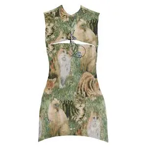 28NATELIER Mini Dress With Cut-out And Lace-up Detail