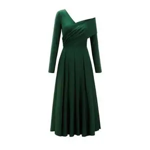 ALINA CERNATESCU Brandy Midi Off-shoulder Cocktail Dress - Green