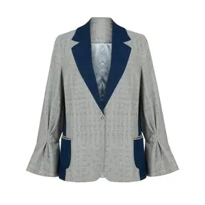 MAYAMU Oz Denim Detailed Pleated Sleeve Jacket