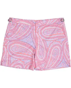 LORDS OF HARLECH Neptune Paisley Oxford Tailored Swim Short Pink
