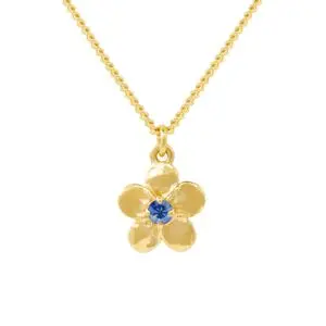 LEE RENEE Forget Me Not Sapphire Pendant Necklace - Gold