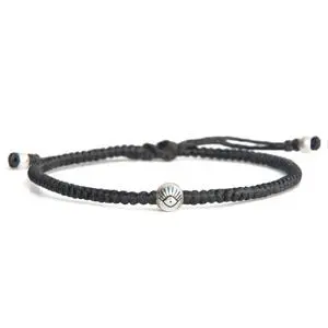 HARBOUR UK BRACELETS Sterling Silver Evil Eye Friendship Bracelet - Black