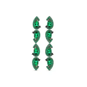 SALLY SKOUFIS Nourish Drop Earrings With Black Diamond And Emerald - Black/green