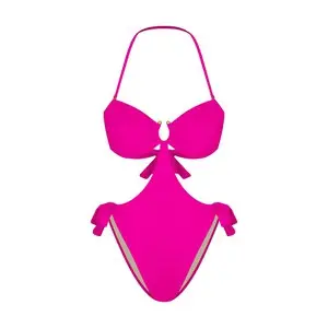 MAHOGANY COAST SWIM Desire Ruched Bandeau Side-tie One-piece Swimsuit - Pink