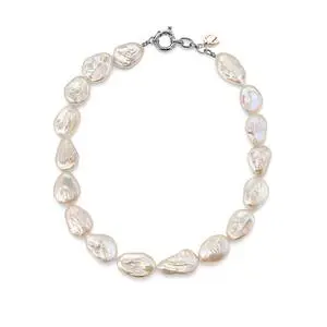 UNALOE Baroque Freshwater Pearl Necklace - Silver