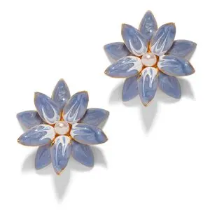 THE PINK REEF Dahlia Pearl Stud Earrings - Blue
