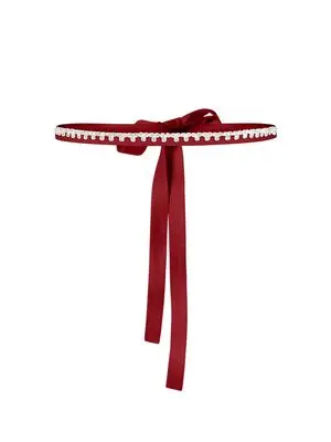 TIA DORRAINE Crystal Embellished Belt - Red