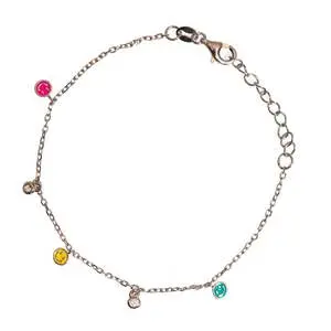 EBRU JEWELRY Sterling Silver And Diamond Rainbow Smiley Face Charm Bracelet - Blue/silver