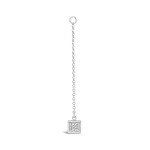 LUTIRO Single Cz Charm Chain Earring - Silver