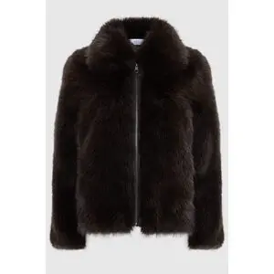ISSY LONDON Karla Faux Fur Bomber Jacket - Brown