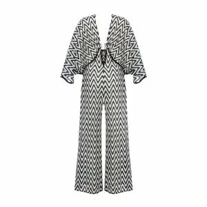 WOMEN & WOMEN Knitted Textured Maxi Jumpsuit With Cut-out Detail - Black/white