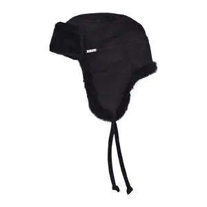 OWEN BARRY Classic Sheepskin Tie Trapper Hat - Black