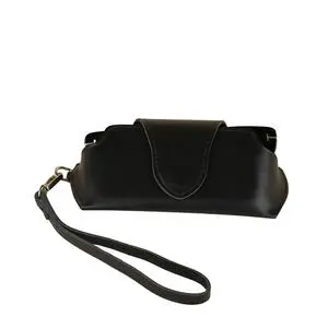 LEATHERE Leather Denver Sunglass Case With Wrist Strap - Black