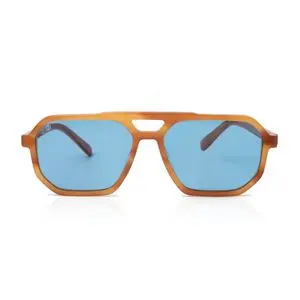 FAOS CONCEPT Kythnos Sunglasses In Marble Amber With Kyano Blue Lenses - Yellow