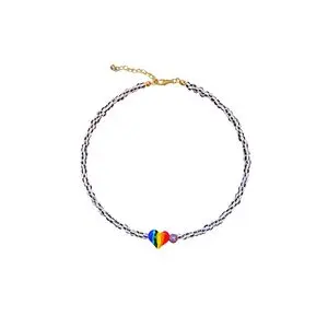 DESERT LOBBY Desert Lobby Beaded Necklace With Murano Glass Heart Black/white