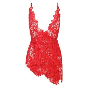 BELLE ET BON BON Valentina Lace Wrap Mini Dress - Red