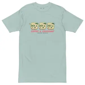 ANCHOR & CREW Ice Gustatory Originals Coffee & Croissant Heavy Cotton T-shirt - Blue