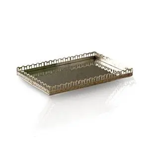 MARLETH Large Brass Tray With Castle-inspired Edge - Silver