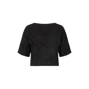 RAFFYA Opal Broderie Anglaise Blouse - Black